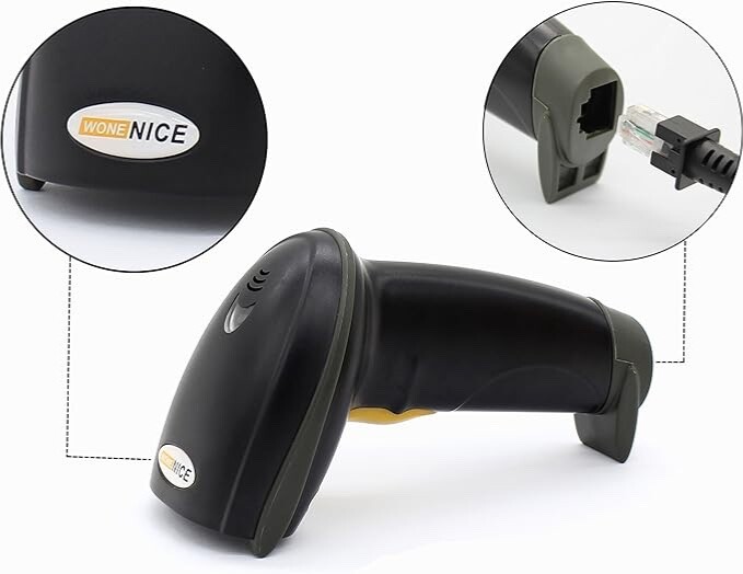 USB Laser Barcode Scanner Wired Handheld Bar Code Scanner Reader Black ...