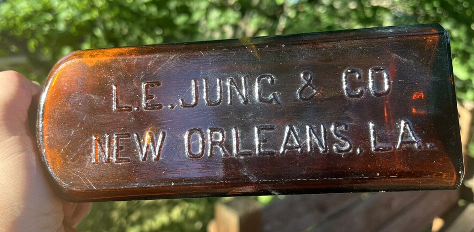 NICE AMBER COLUMBO PEPTIC BITTERS BOTTLE L.E. JUNG NEW ORLEANS 1890'S ...