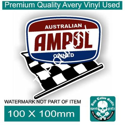 VINTAGE AMPOL CHECKER FLAG Decal Sticker Vintage PETROL OIL Hot Rod ...