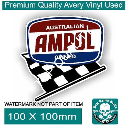 VINTAGE AMPOL CHECKER FLAG Decal Sticker Vintage PETROL OIL Hot Rod ...