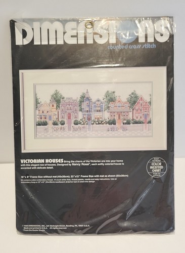 Vtg 1988 Dimensions Cross Stitch Kit Victorian Houses Nancy Rossi 3650 ...