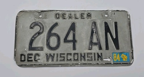 Wisconsin 1984 Dealer License Plate 264 AN Vintage Expired Used | eBay