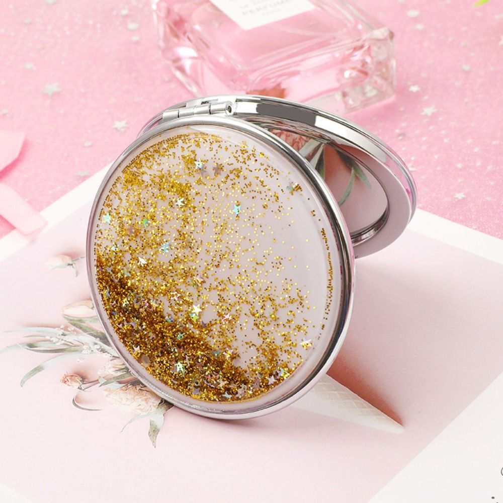 Square Shape Mini Pocket Mirror Quicksand Cosmetic Mirror Travel Beauty ...