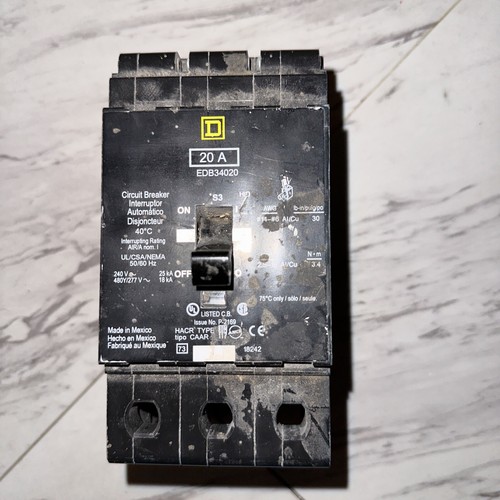SQUARE D EDB34020 20 amp 3p 35kA@480v Bolt on | eBay