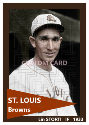 Lin Storti - 1933 St. Louis Browns - 2.5 x 3.5 custom card (blank back ...