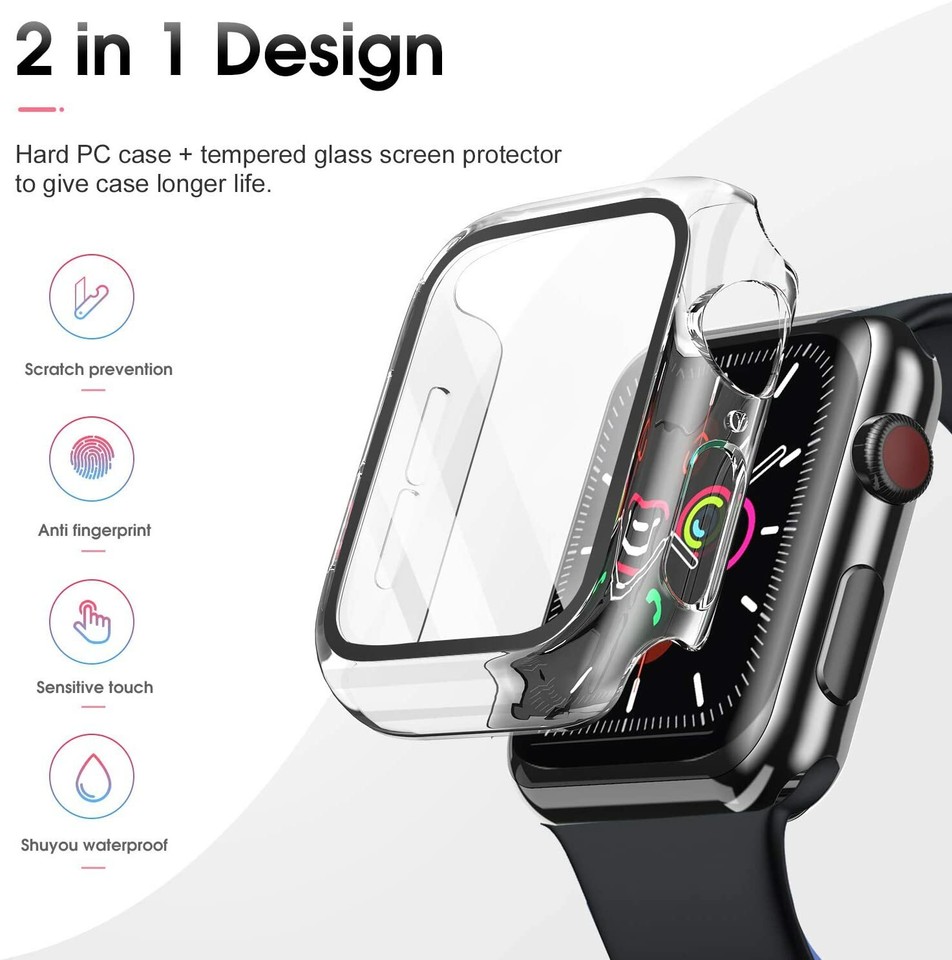 For Apple Watch Series 8 7 6 Screen Protector Clear Hard Case Cover 41 ...