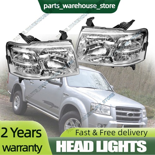 Pair Head Lights Front Lamps Set Chrome LH+RH For Ford Ranger PJ Ute ...
