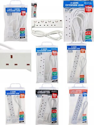 Extension Lead Electric Cable Mains Power 1 2 3 4 6 8 10 Gang Way UK ...