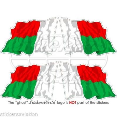 MADAGASCAR Vol Drapeau, Malgache République Vinyle Autocollant 50mm x6 ...