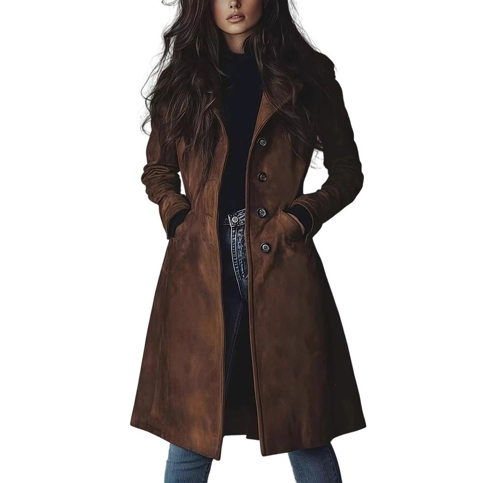 Casual Winter Coat Women Suede Coat Polyester Fabric Long Sleeve Design ...