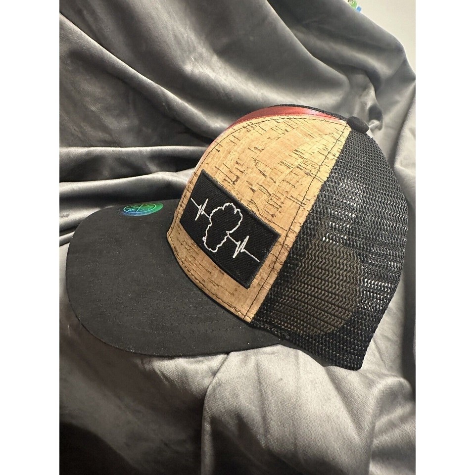 Trucker Hat Tahoe Summer Sunset Cork Hybrid Snap Back Black | eBay