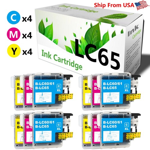 (12-Pack,4C4M4Y) LC65 Ink Cartridge LC-65 work with DCP-J125 Printers ...