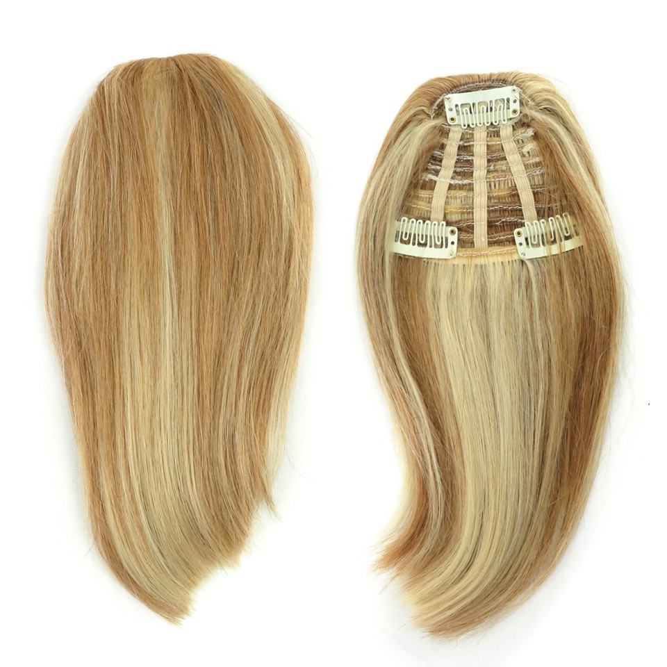100% Real Human Hair Invisible Side-swept Bangs Clip In Topper ...