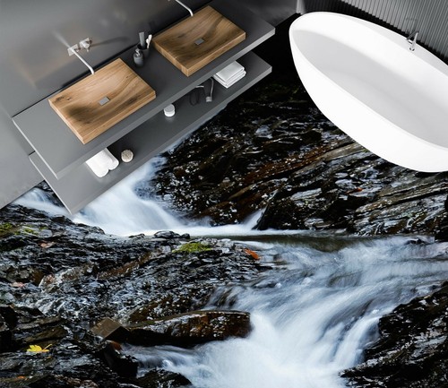 3D Black Stone River 3252 Floor WallPaper Murals Wall Print Decal AU ...