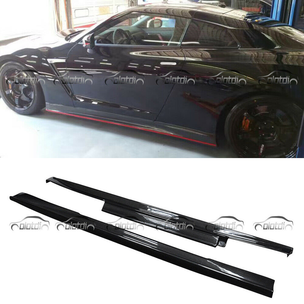 Carbon Fiber Fit 2012-2017 For Nissan GTR R35 Side Skirts Extension Kit ...