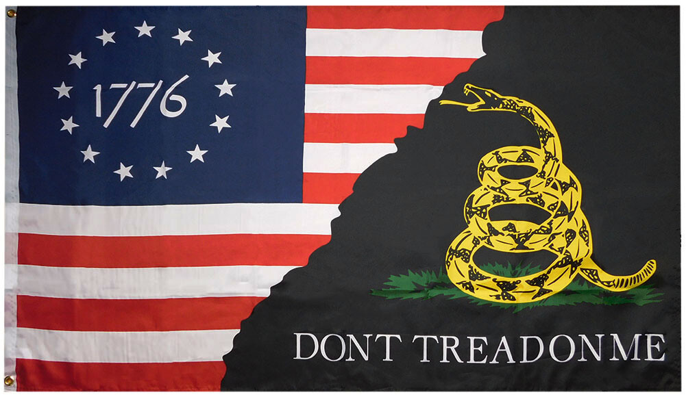 Betsy Ross Black Gadsden 2nd Amendment DTOM Combo 100D 12X18 BOAT Flag ...