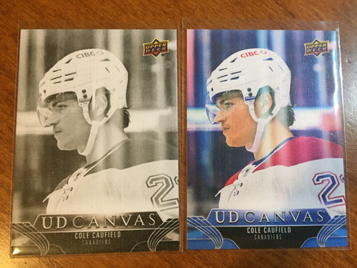 2023-24 UD series 1 Hockey UD CANVAS Cole Caufield C40 Black/White and ...