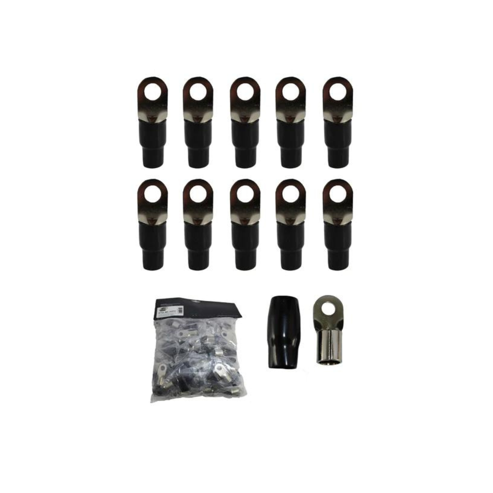 10 x XS Power Black 0 AWG 10.5MM Ring Terminals Nickel Plated W/ Boot ...