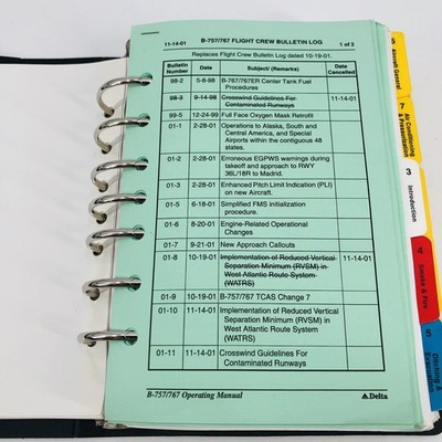 Late 1990s Delta Airlines Boeing 757 767 Pilot Flight Operations Manual ...