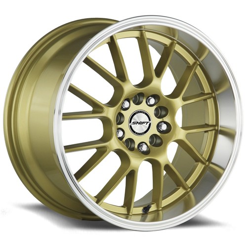 (Set of 4) Shift H28 Crank 17x7.5 5x100/5x4.5" +30mm Gold Wheels Rims ...