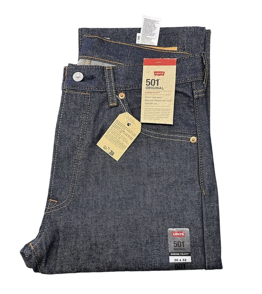 Levis 501 Original Shrink To Fit Button Fly Jeans Rigid Blue Black ...