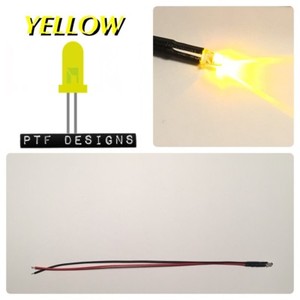 1 YELLOW LED SOLID, 9-12 Volts Pre Wired 3mm DC , Lighting For Layouts ...