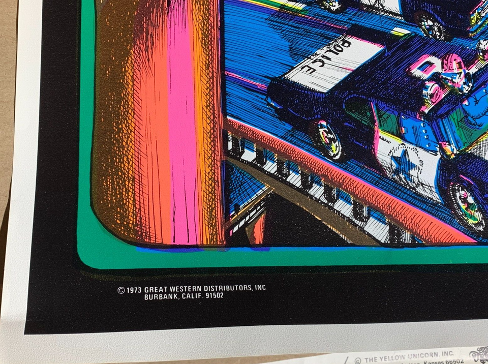 MIDNITE RIDER VINTAGE 1973 BLACKLIGHT HEADSHOP POSTER By BILL HOORMAN ...