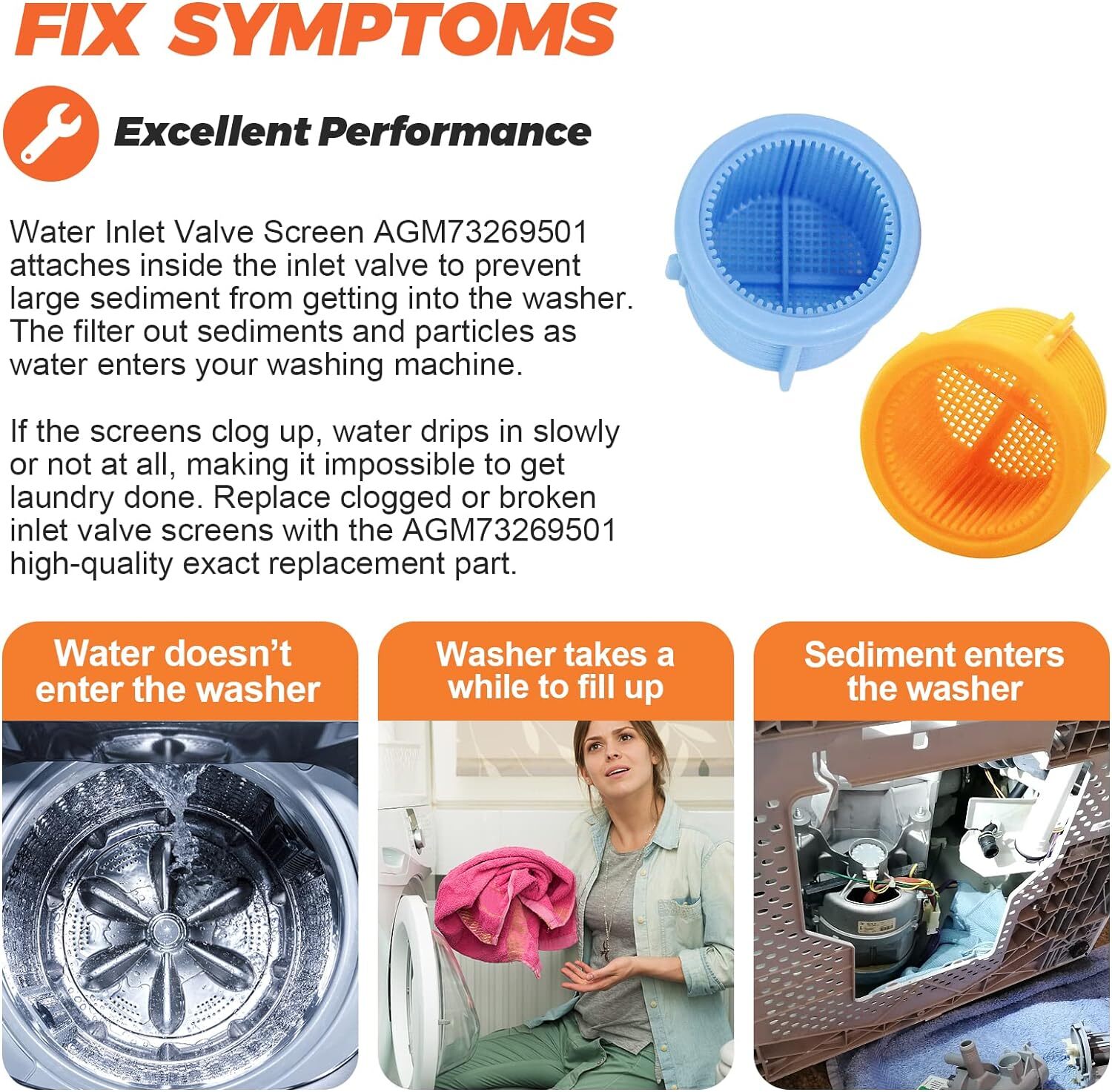 Replacement Washer Water Inlet Valve Filter Screen for Washing Machine ...