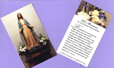Memorare Prayer Card Holy Card Blessed Virgin Mary Illinois Church New ...