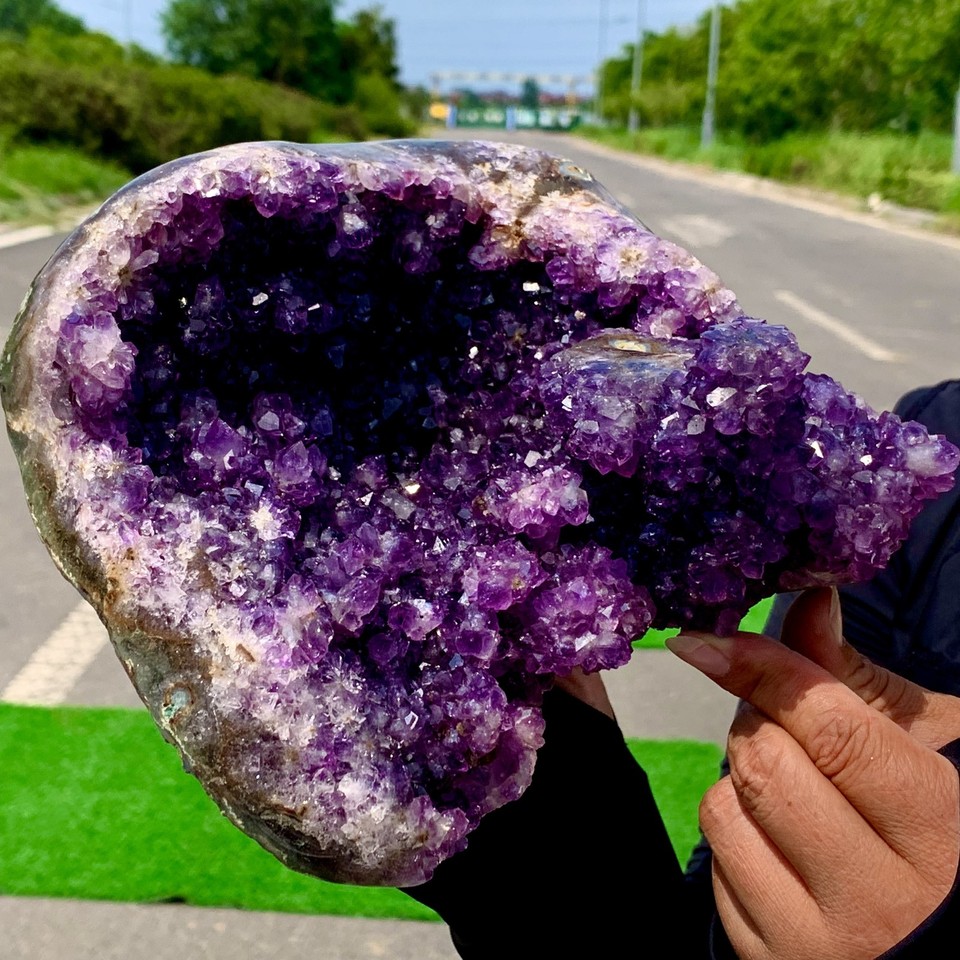 6.49LB Natural Amethyst geode quartz cluster crystal specimen Healing ...