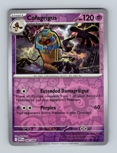 Pokemon TCG - Cofagrigus - 040/086 - (Reverse Holo) - SV: White Flare ...
