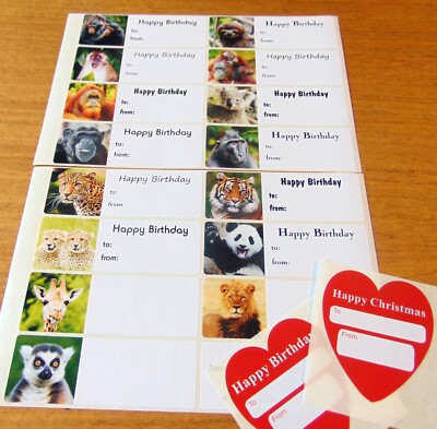 15 wildlife wild animal gift tag stickers labels for birthday presents ...