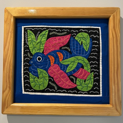 Vintage Panama Mola Kuna Fish Handmade Folk Art Textile Framed 13.5x12 ...