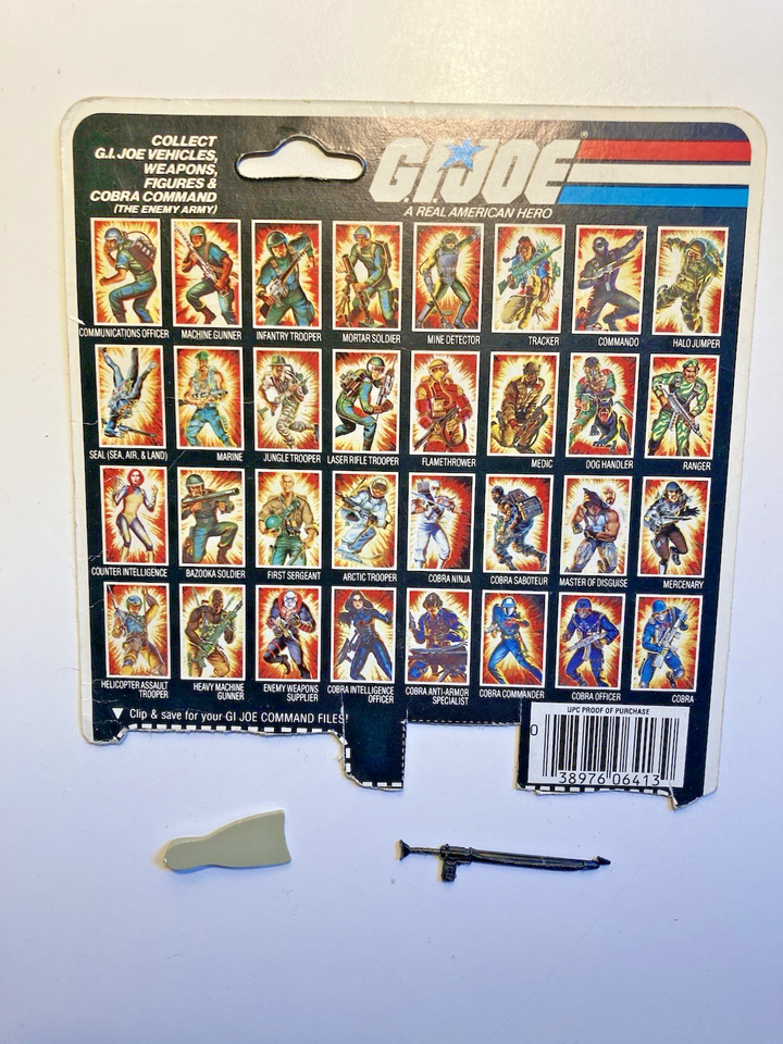 Vintage GI Joe Accessories Torpedo v1 1983 Cut Card Back Harpoon Swim ...