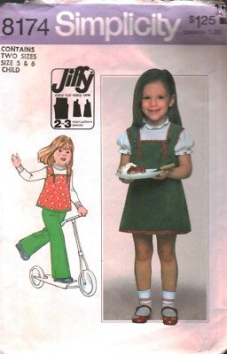 8174 Vintage Simplicity Sewing Pattern Girls 1970s Jiffy Jumper Top ...