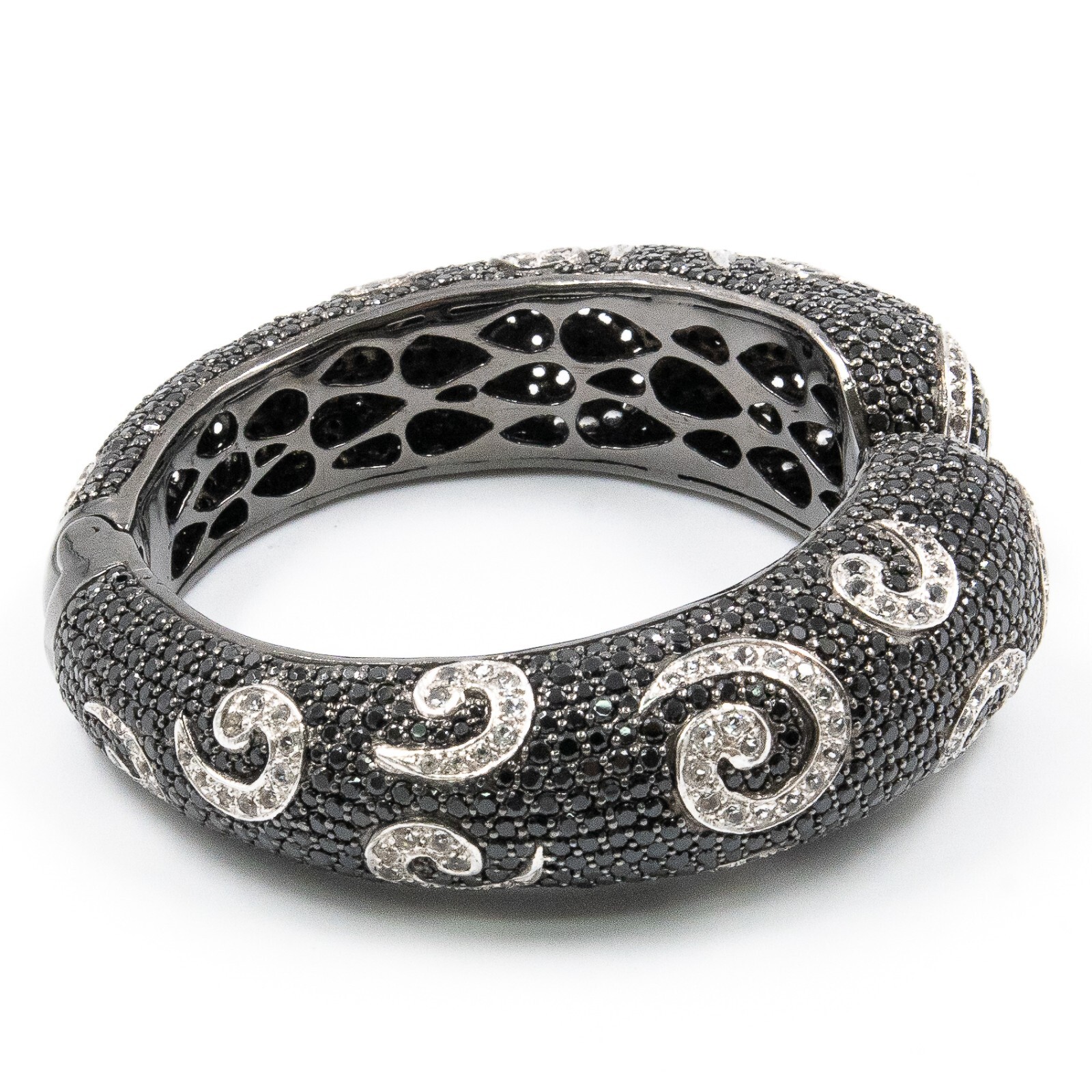 42.14ct Natural Black spinel & Topaz 925 Sterling Sliver Bangle in ...