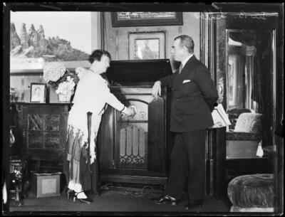 Lady Fuller turning radio Sir Benjamin John Fuller Ardenbraught, Po ...