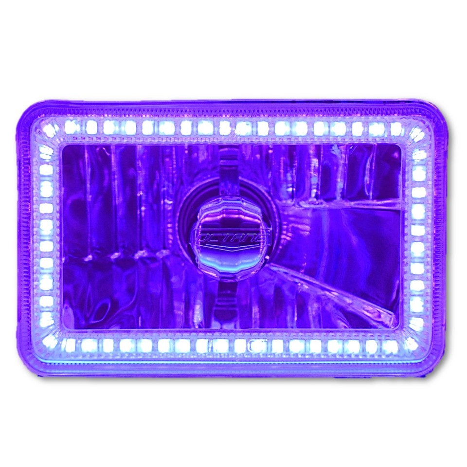 4X6" Purple SMD LED Halo Crystal Glass/Metal Headlight Light Bulb ...