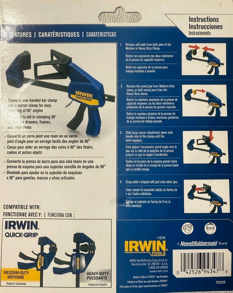IRWIN QUICK-GRIP Corner Clamp Medium Duty & Heavy Duty 1964752 | eBay