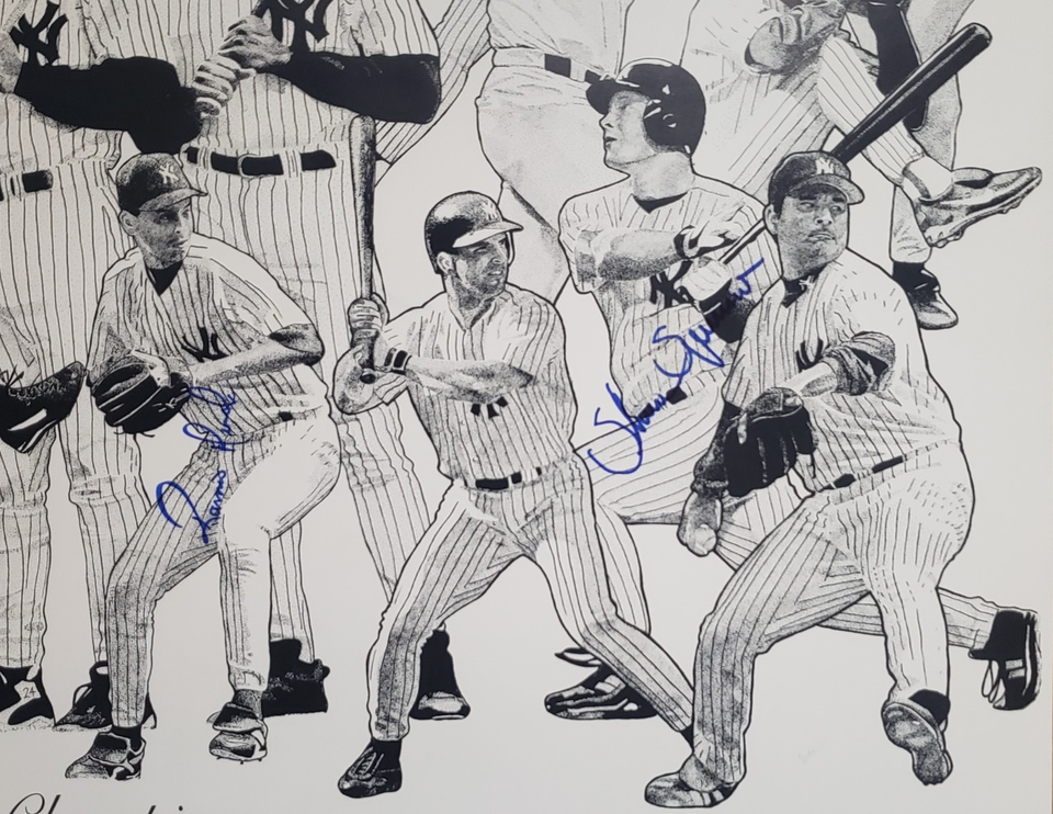 SIGNED 1998 NEW YORK YANKEES GREATEST TEAM EVER LITHO/POSTER - 7 SIG ...