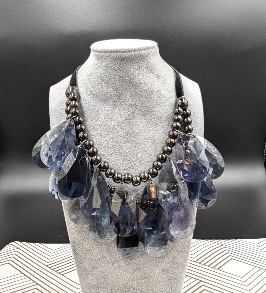 Vtg Joan Rivers Necklace 2 Strand Bib Faceted Acrylic Beads Original ...