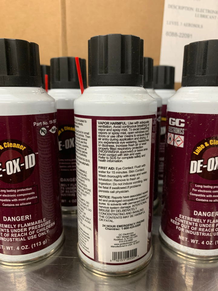 DEOXID Contact Cleaner/Deoxidizer Spray, 4oz Aerosol DE-OX-ID, Case of ...