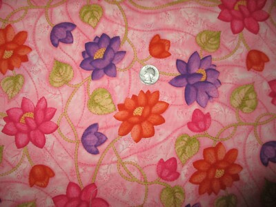 Vintage pink purple flower Cotton fabric remnant~ 20 x 42 | eBay