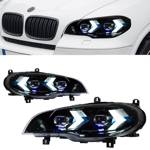 Pair Full LED Headlight For BMW X5 E70 07-08 09 10 2013 Front Lamps ...