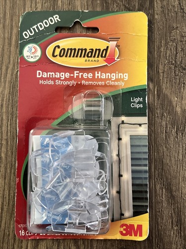 3M Command Clear Small Outdoor Light Clips (16 clips 20 strips) Damage ...