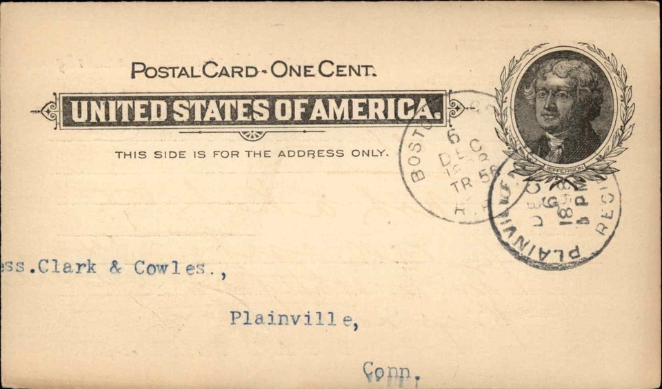 1898 Postal Card B&AD Fessenden Order Form Townsend Mass MA 1898 Cancel ...