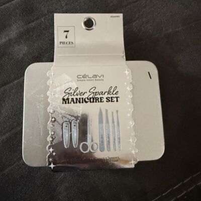 Celavi Silver Sparkle Professional Manicure Set 7 Pieces Nail Care Kit ...