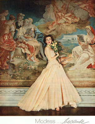 Model in Pink Gown MODESS Sanitary Napkins Feminine Hygiene 1952 ...