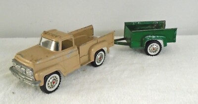 1960s Hubley 800 Stepside Tan Pick Up Truck W/ Green Tralier - Good ...