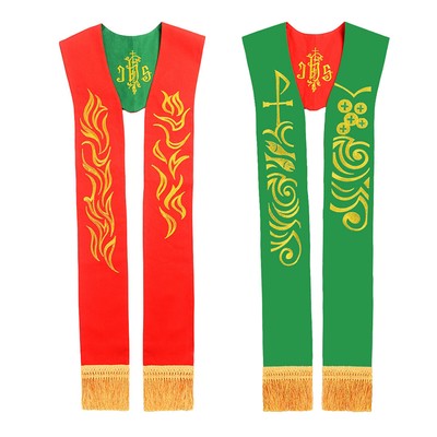 Catholic Pastor Clergy Mass Stole Christian Embroidery Reversible ...